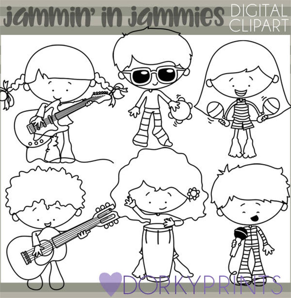 Jammin' in Jammies Kids Clipart personal and Limited - Etsy