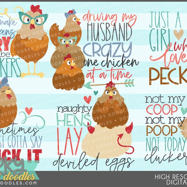 Funny Chicken Clipart - Etsy