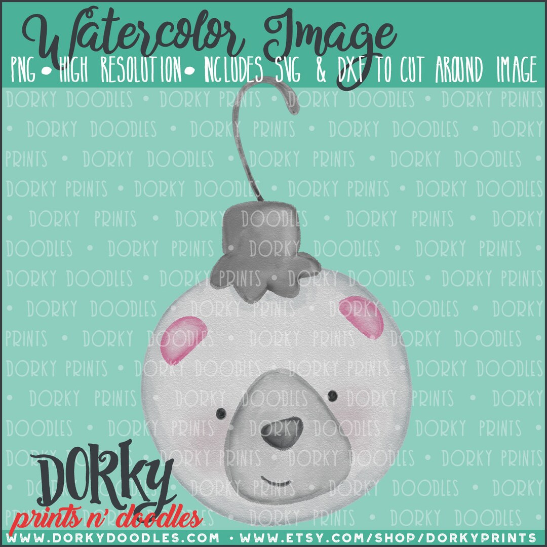Polar Bear Christmas Ornament Watercolor PNG Artwork - Digital File ...