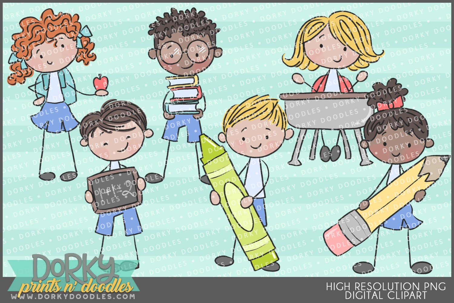 Cute School Kids Clipart -personal and Limited Commercial Use ...
