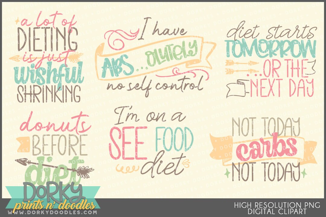 More Diet Puns Food Clipart -personal and Limited Commercial Use- Funny ...