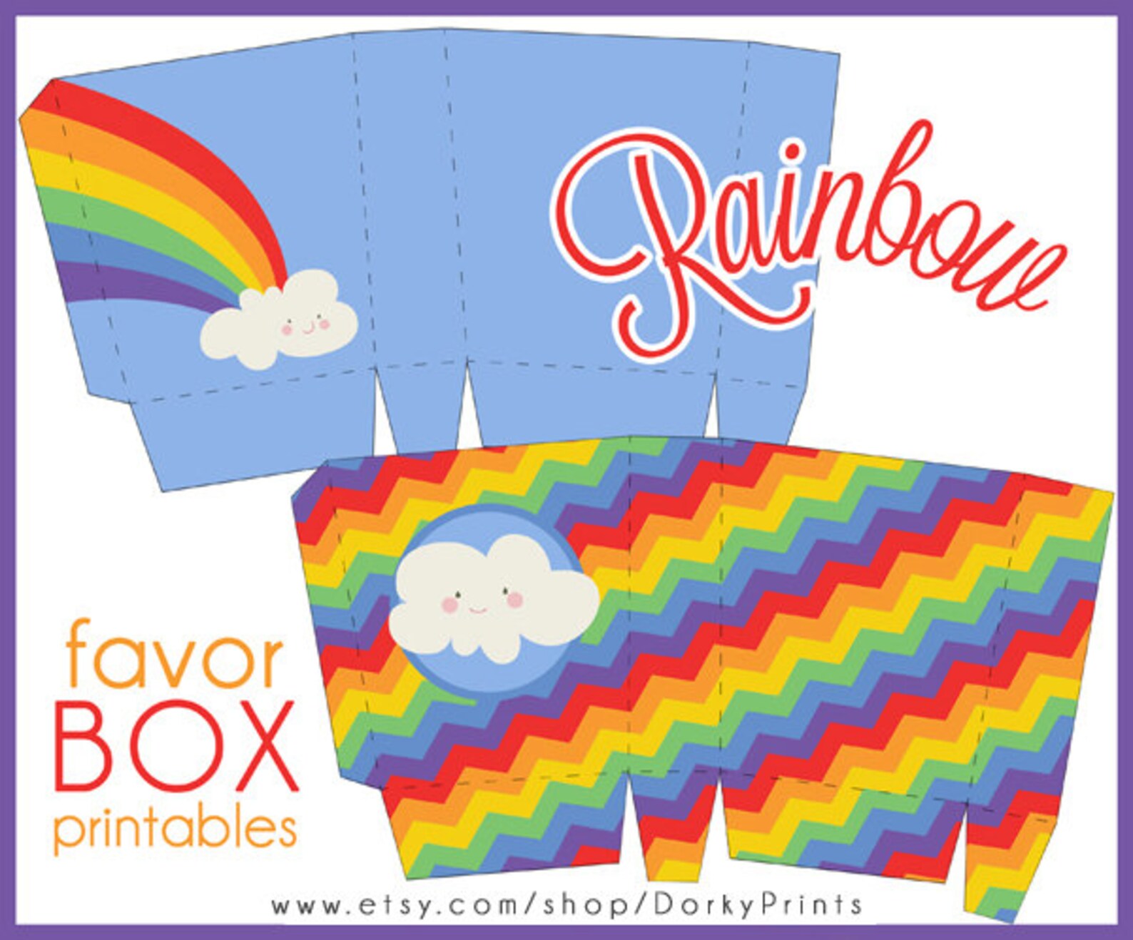 Rainbow Favor Boxes Printable PDF Printable Party Supplies - Etsy