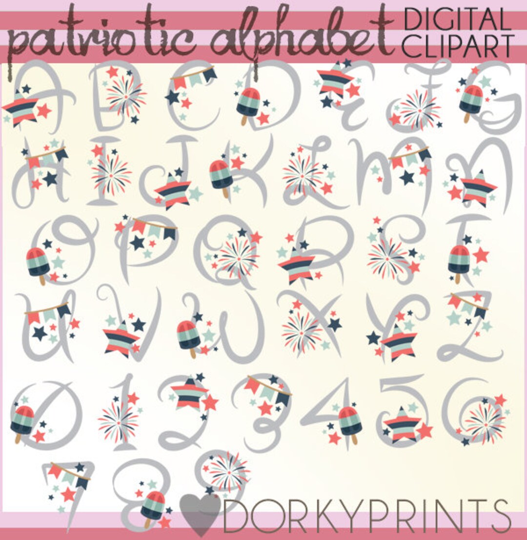 Patriotic Alphabet Clipart -personal and Limited Commercial Use ...