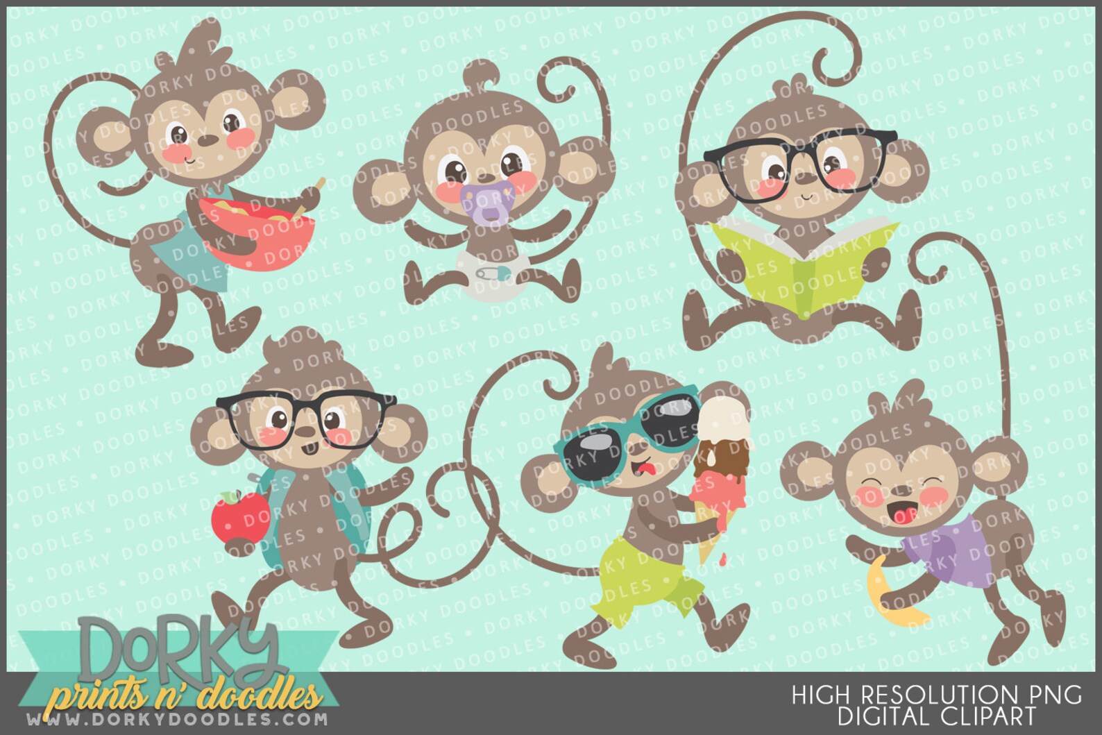 Funky Monkeys Clipart personal and Limited Commercial Use - Etsy