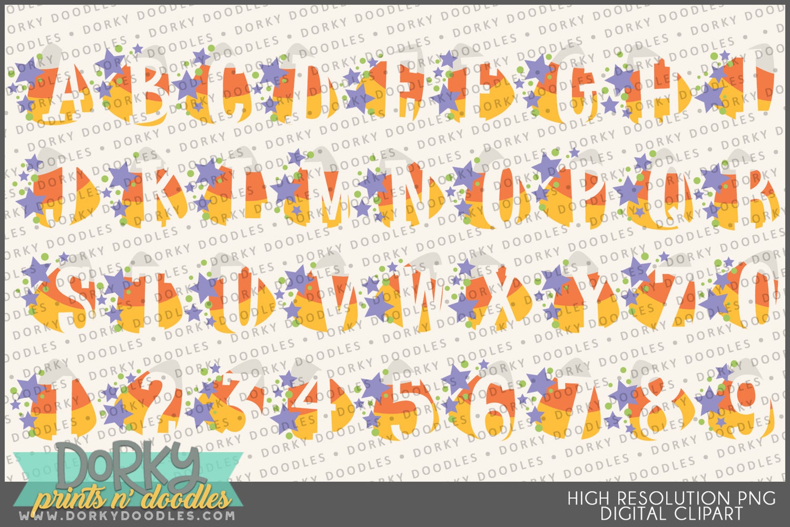 Candy Corn Alphabet Clipart Digital PNG Art Cute Halloween - Etsy
