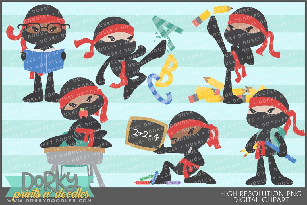 Back to School Ninja Clipart -personal and Limited Commercial- Cute Boy ...