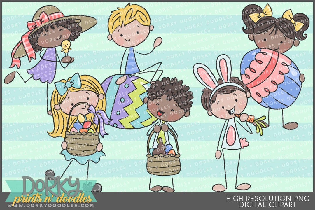 Easter Stick Kids Clipart -personal and Limited Commercial Use- Fun ...