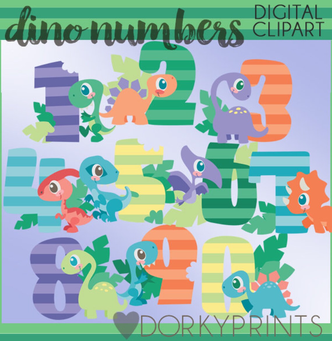 Birthday Clipart Dinosaurs Birthday Numbers personal and | Etsy
