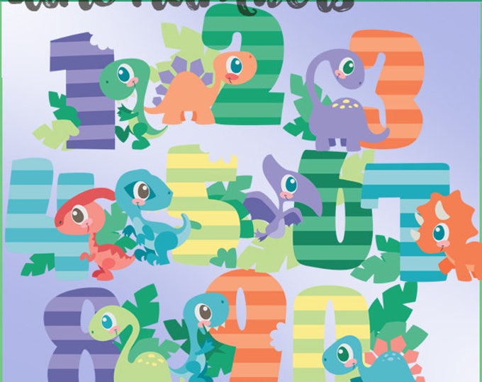 Cute Dinosaur With Numbering for Birthday Party Clipart - Etsy Canada