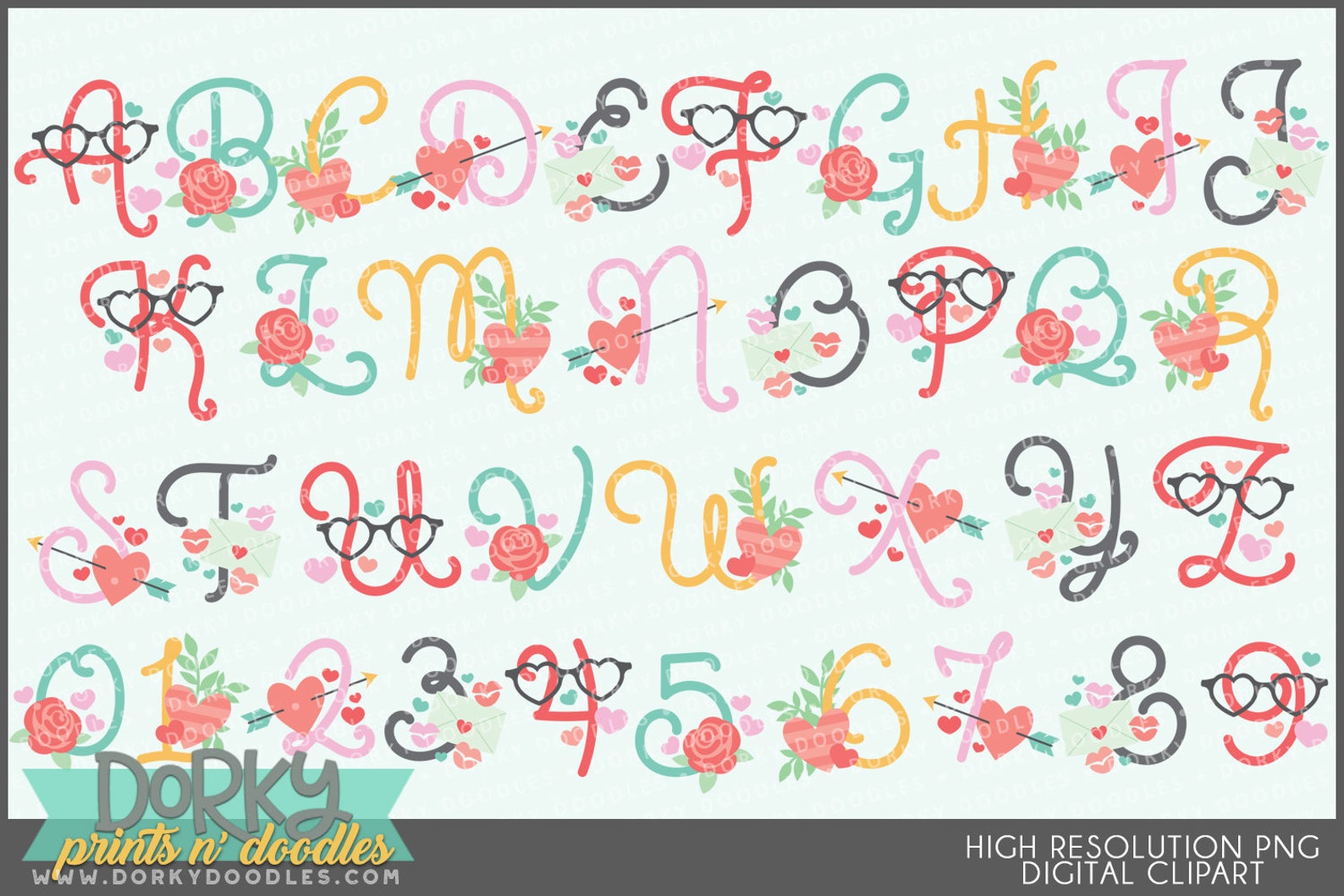 Valentine's Day Alphabet Clipart personal and Limited - Etsy