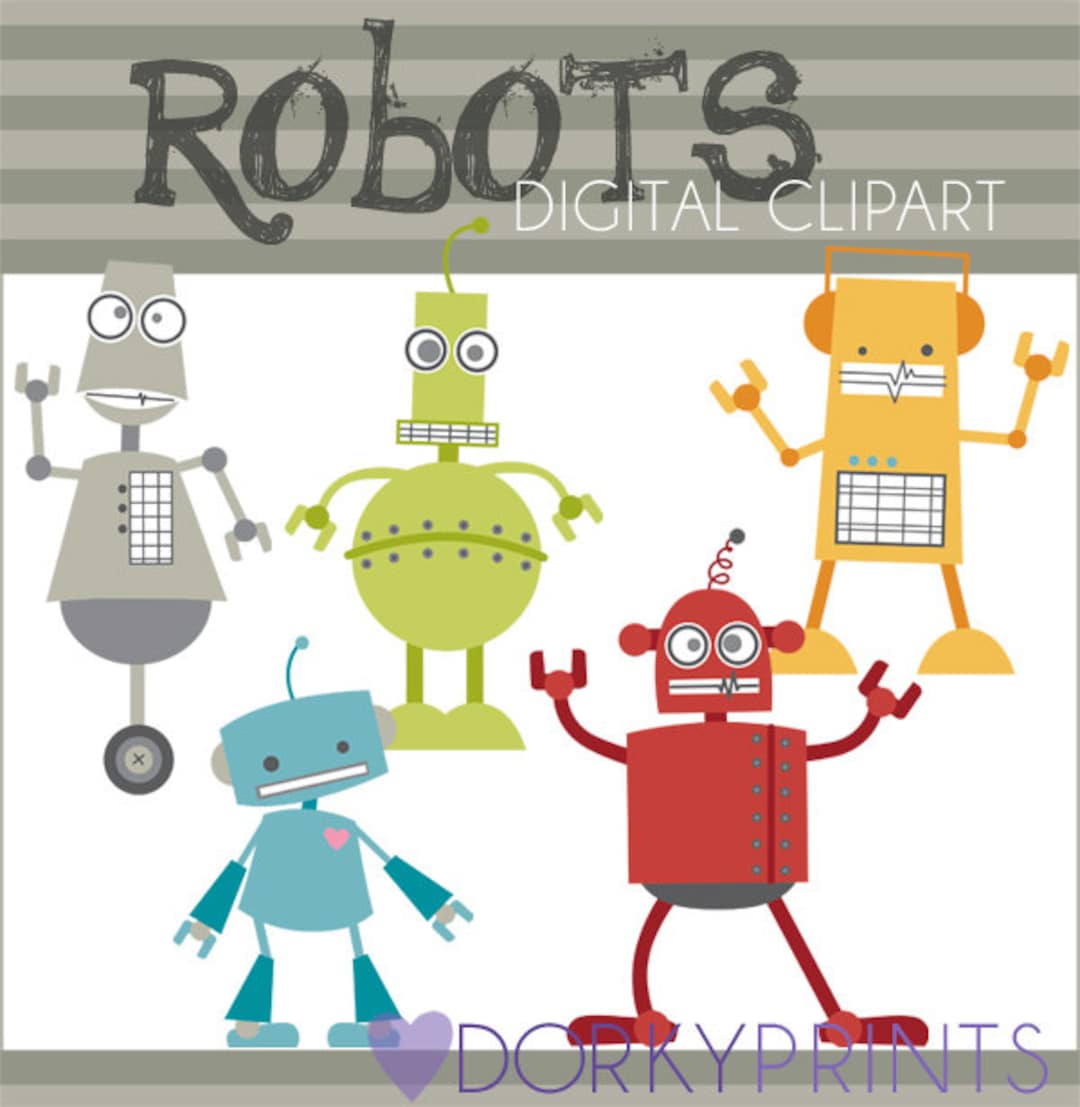 Robots Clipart -personal and Limited Commercial Use- Retro Robots, Kid ...