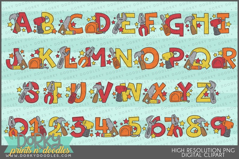 Cute Tool Alphabet Clipart PNG Art Instant Download - Etsy