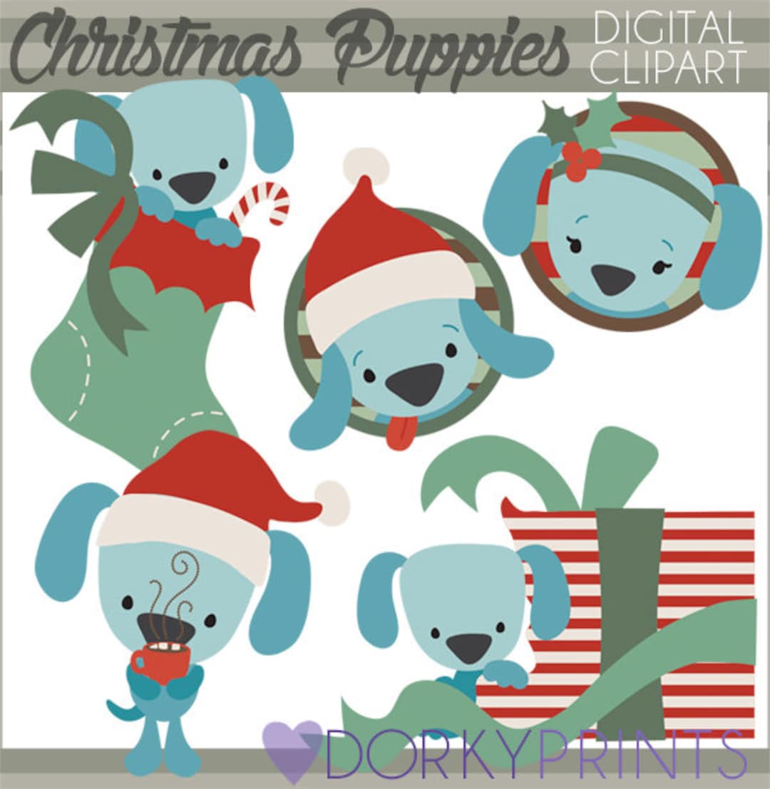 Christmas Clipart Puppies -personal and Limited Commercial Use ...