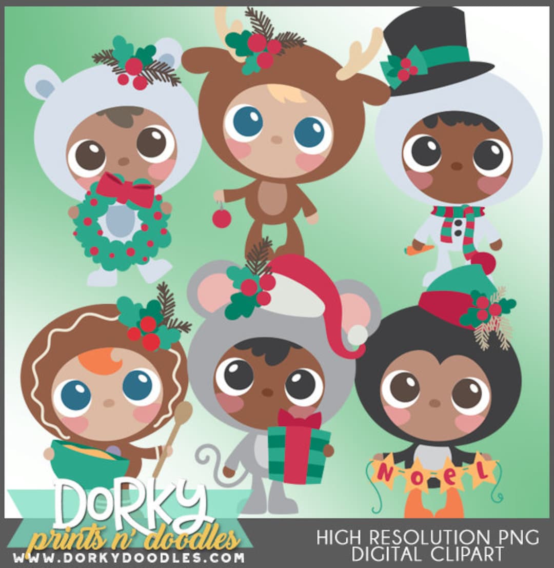 Dressed up Kids Christmas Clipart -personal and Limited Commercial Use ...
