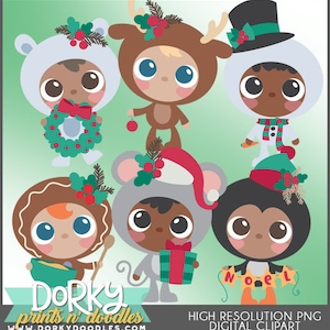 Dressed up Kids Christmas Clipart -personal and Limited Commercial Use ...
