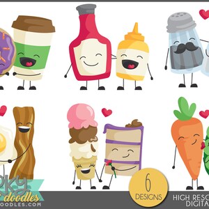 Food Pairs Clip Art -personal and Limited Commercial Use- Cute Love or ...