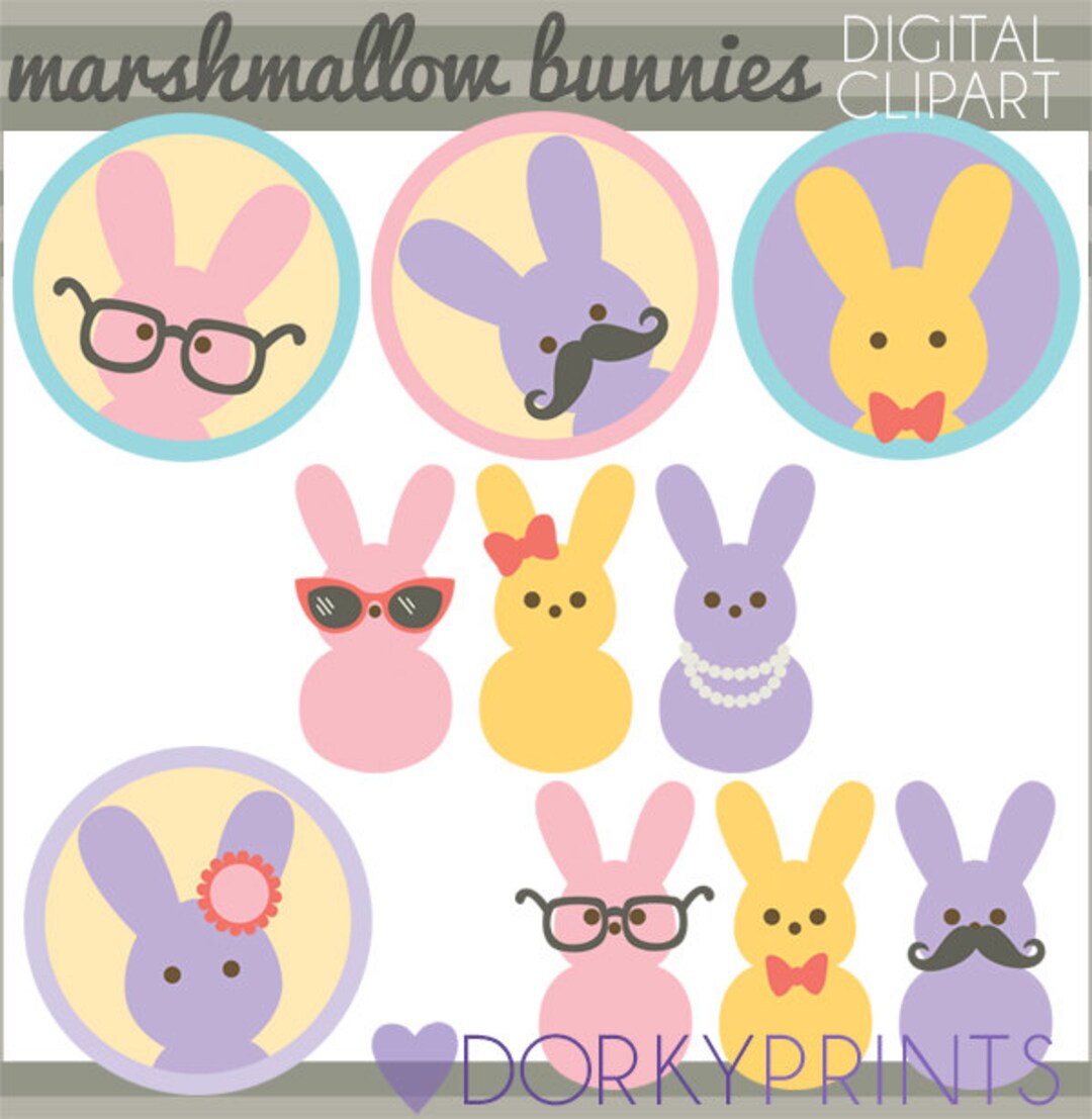 Easter Clipart Marshmallow Bunnies -personal and Limited Commercial Use ...