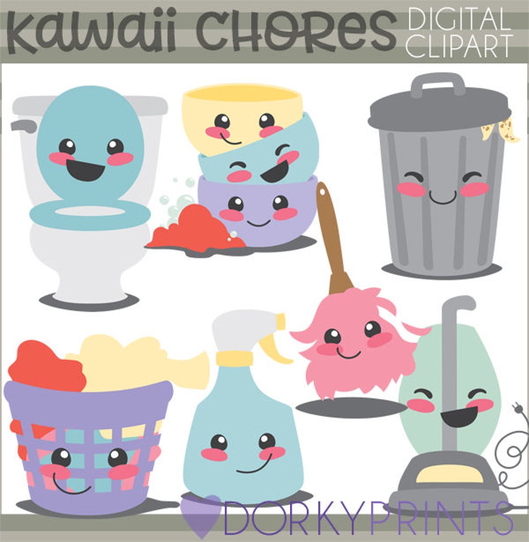 Chores Clipart Set -personal and Limited Commercial Use- Kawaii Cute ...