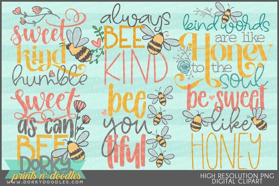 Bee Kind Clipart personal and Limited Commercial Use Cute - Etsy