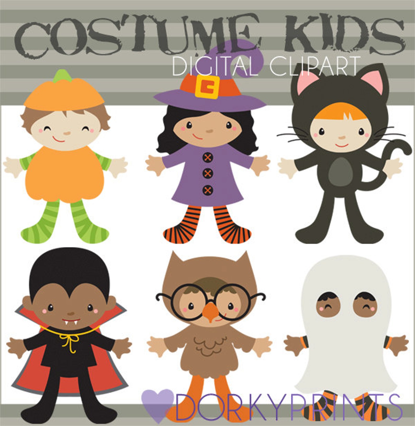 Halloween Clipart Kids in Costume Digital PNG Art - Etsy