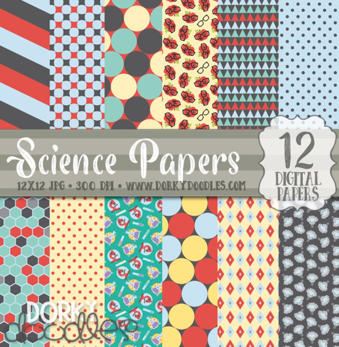 Back to School Papers, Cute Science Digital Scrapbook Paper - School ...
