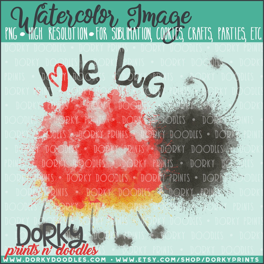 Love Bug Valentine's Day Watercolor PNG Artwork - Digital File - for ...