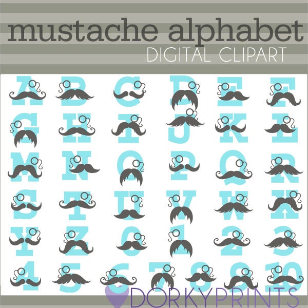 Mustache Numbers - Etsy