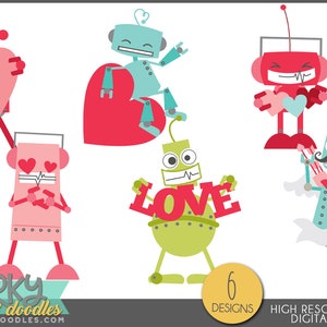Valentine Clipart Robot Valentines -personal and Limited Commercial Use ...