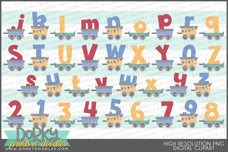 Train Alphabet Clipart PNG Art Instant Download Numbers - Etsy