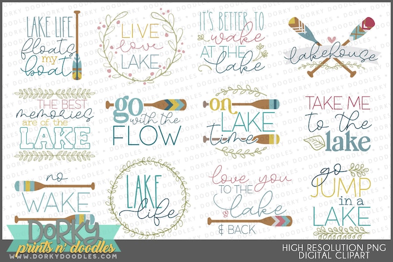 Lake Sayings Clipart Cute Lakehouse PNG Files Perfect for - Etsy