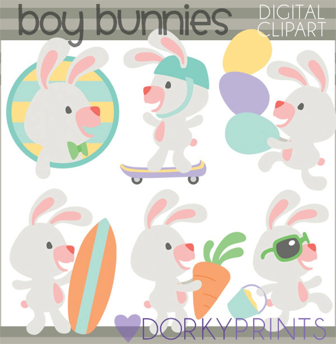 Easter Clipart Boy Bunnies -personal and Limited Commercial Use- Boys ...