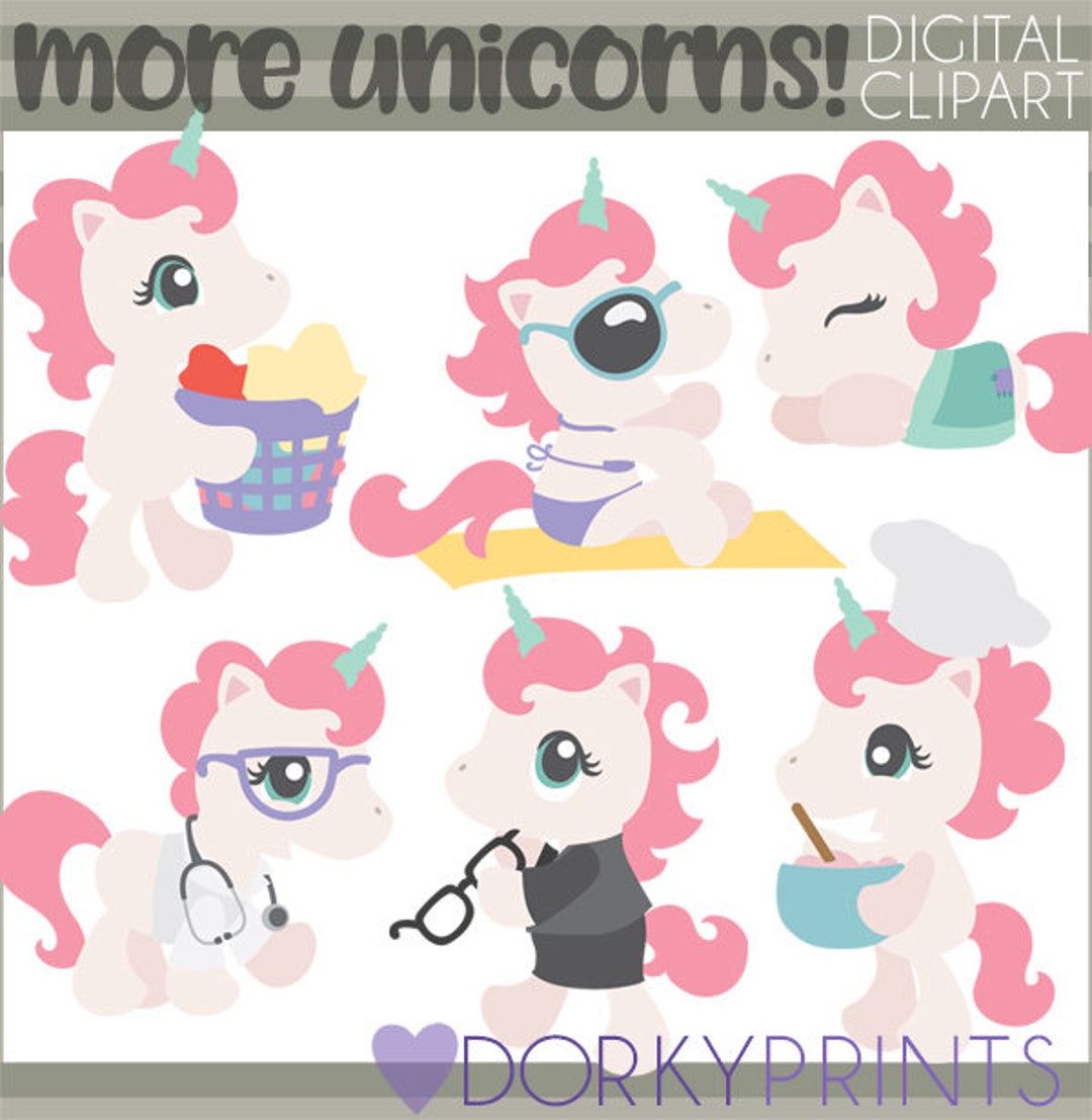 Unicorn Clipart Set -personal and Limited Commercial Use- Cute Laundry ...