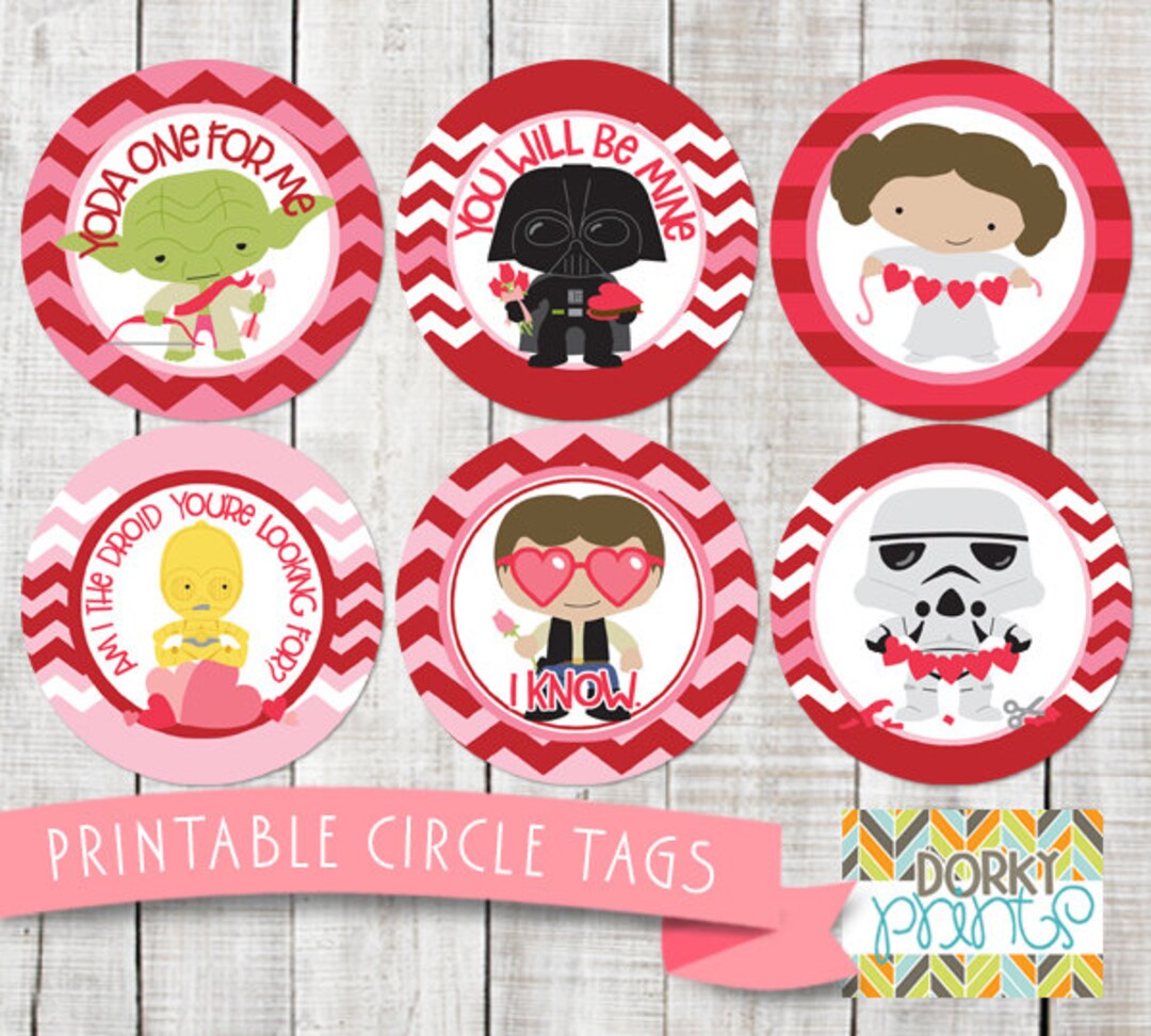 Valentine Printable Circle Tags - Star Hero Valentine PDF - Printable ...