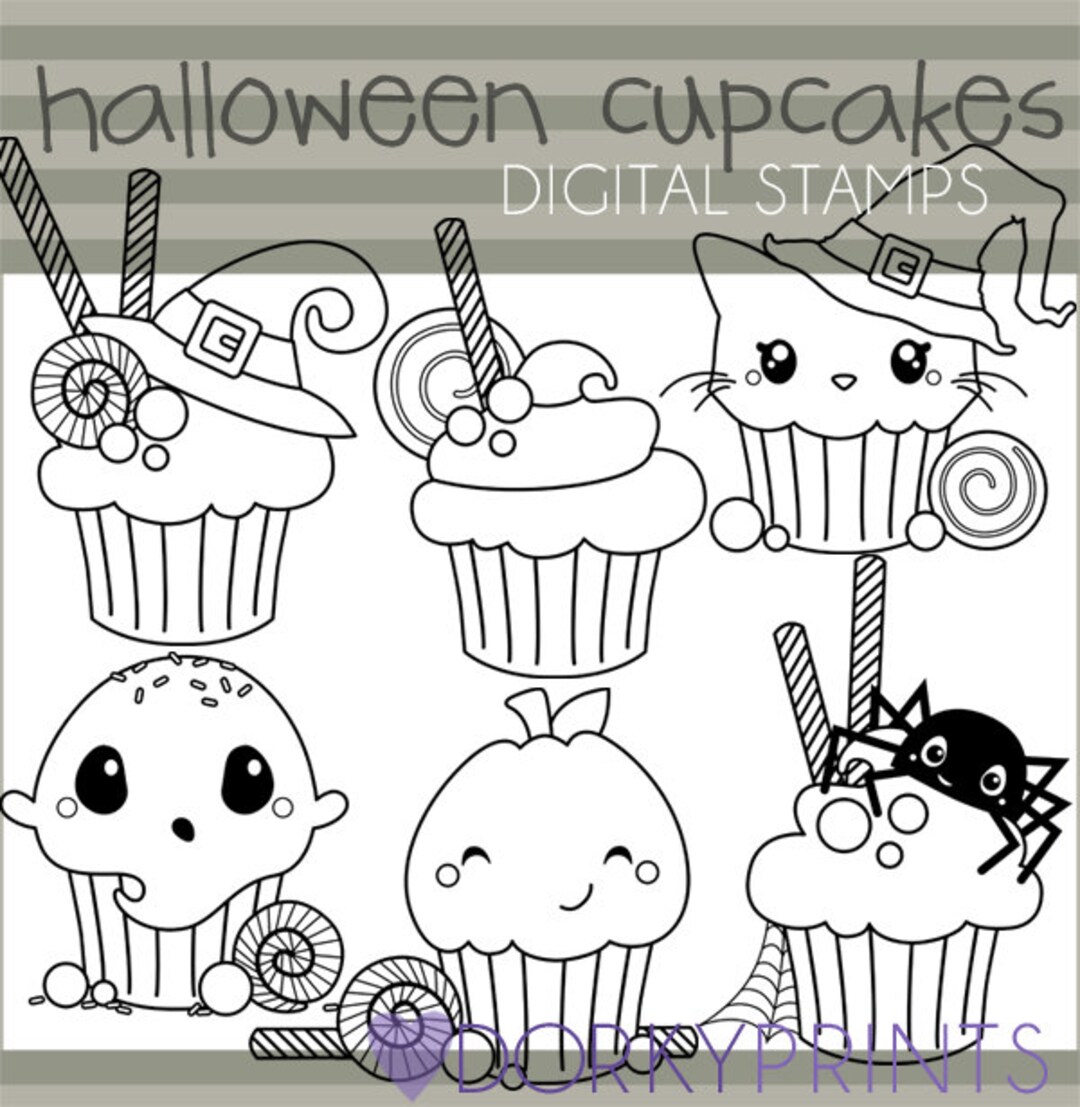 Halloween Cupcakes Clipart Set for Sublimation, Sticker Design, Sugar ...