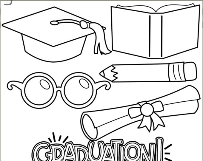 Watercolor Blue Graduation Cap and Gown Digital Clip Art Set- Instant ...