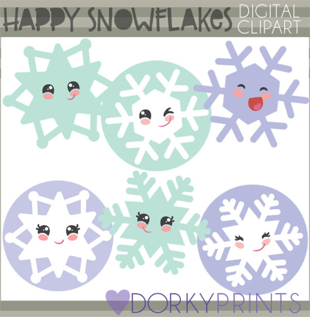 Snowflake Clipart -personal and Limited Commercial Use- Happy Kawaii ...