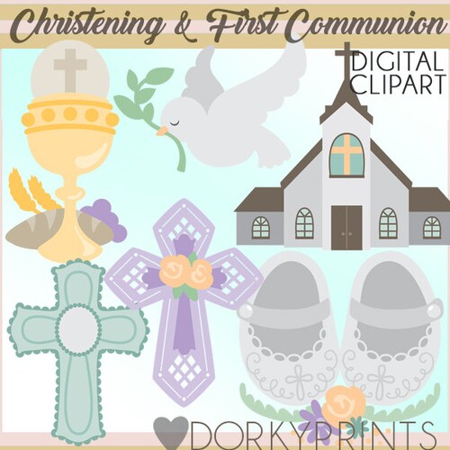 Christening and First Communion Clipart Set personal and - Etsy