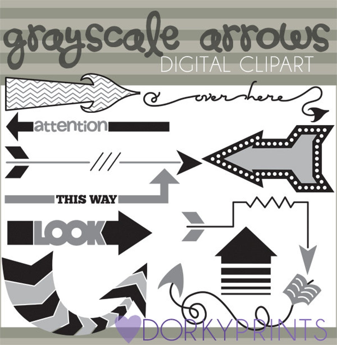 Arrows Clipart -personal and Limited Commercial- Grayscale Black and ...