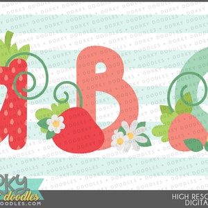 Strawberry Alphabet Clipart -PNG Art- Instant Download - Numbers ...