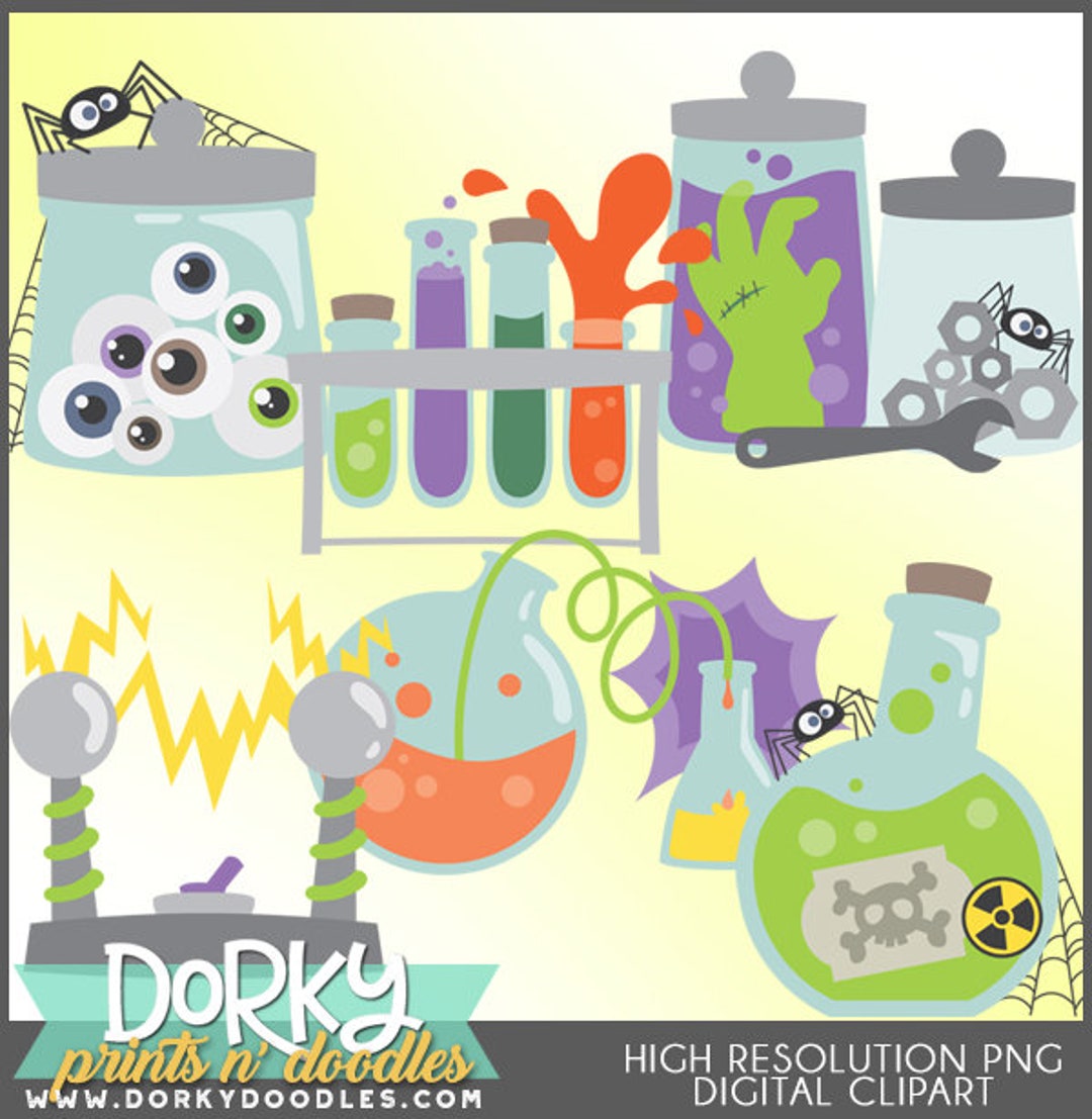 Weird Science Halloween Clipart Set for Sublimation, Sticker Design ...