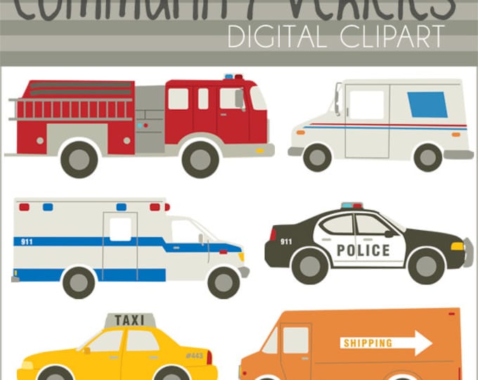 Emergency Clipart | Fire Truck | Taxi | Police Car| Ambulance | School ...
