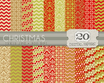 Vintage Christmas Digital Paper Pack Instant Download Red - Etsy