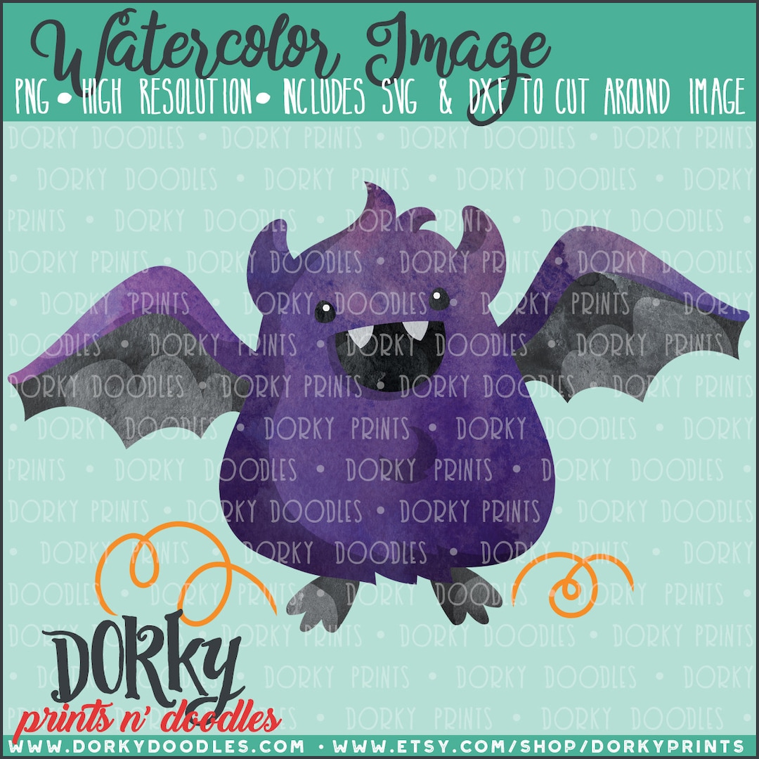 Halloween Bat Clipart - Watercolor Style Halloween Batty - Cute ...