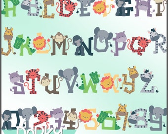 Boxy Jungle Animals Clipart personal and Limited Commercial | Etsy