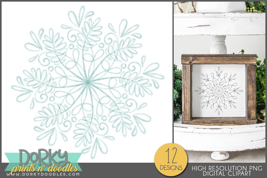 Whimsical Snowflakes PNG Clipart - Hand Drawn Snowflake Art, Winter and ...