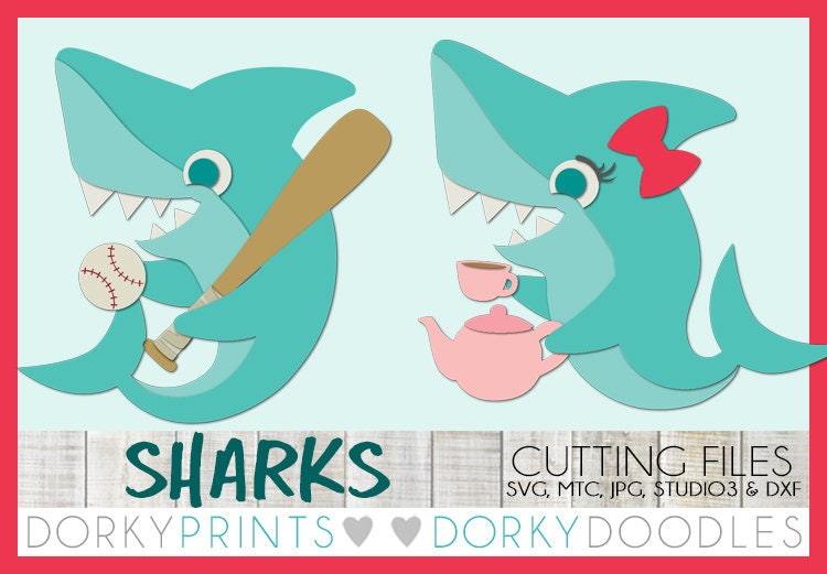 Shark SVG Files Cuttable svg mtc jpg studio 3 and dxf | Etsy