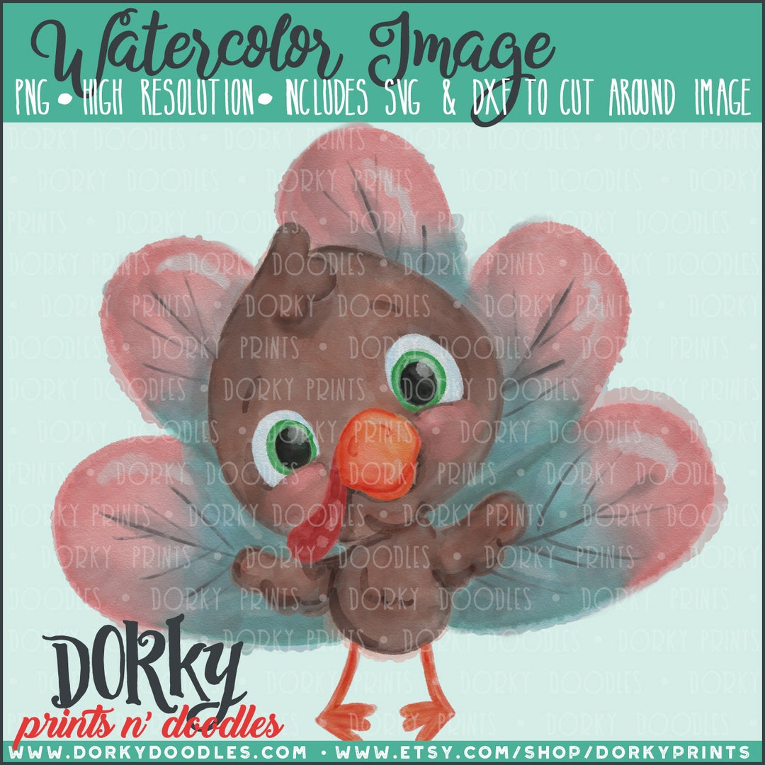 Happy Turkey Watercolor PNG Artwork - Digital File - for Heat Press ...