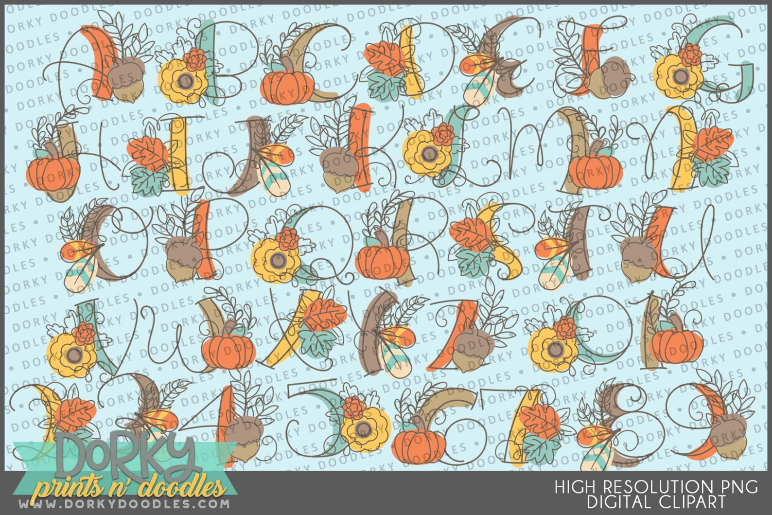Sketchy Fall Alphabet Clipart personal and Limited Commercial | Etsy