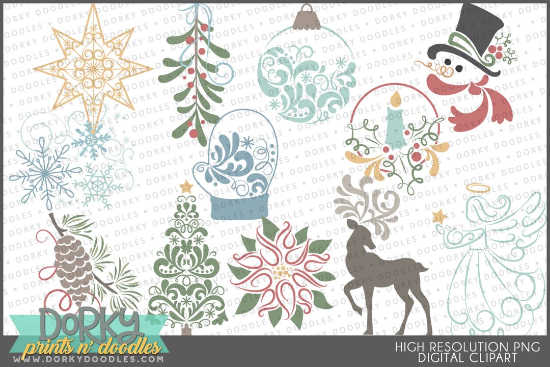 Elegant Christmas Clipart -personal and Limited Commercial Use- Holiday ...