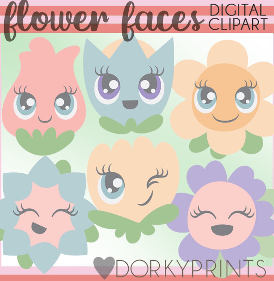 Flower Faces Clipart -personal and Limited Commercial Use- Spring ...